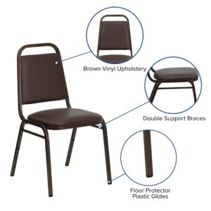 EMMA + OLIVER Trapezoidal Back Banquet Chair, Brown Vinyl/Copper Vein Frame