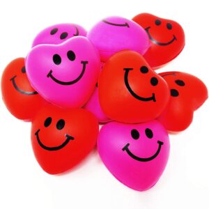 4e's novelty mini 1.5" heart stress ball (24 pack) bulk - valentines squishies - for class valentines party favors for kids, valentines day gifts for kids classroom, small size