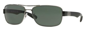 ray-ban rb3522 004/71 61m gunmetal/green sunglasses for men+ bundle with designer iwear eyewear kit