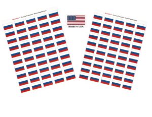 made in usa! 100 country flag 1.5" x 1" self adhesive world flag scrapbook stickers, two sheets of 50, 100 international sticker decal flags total (russia)