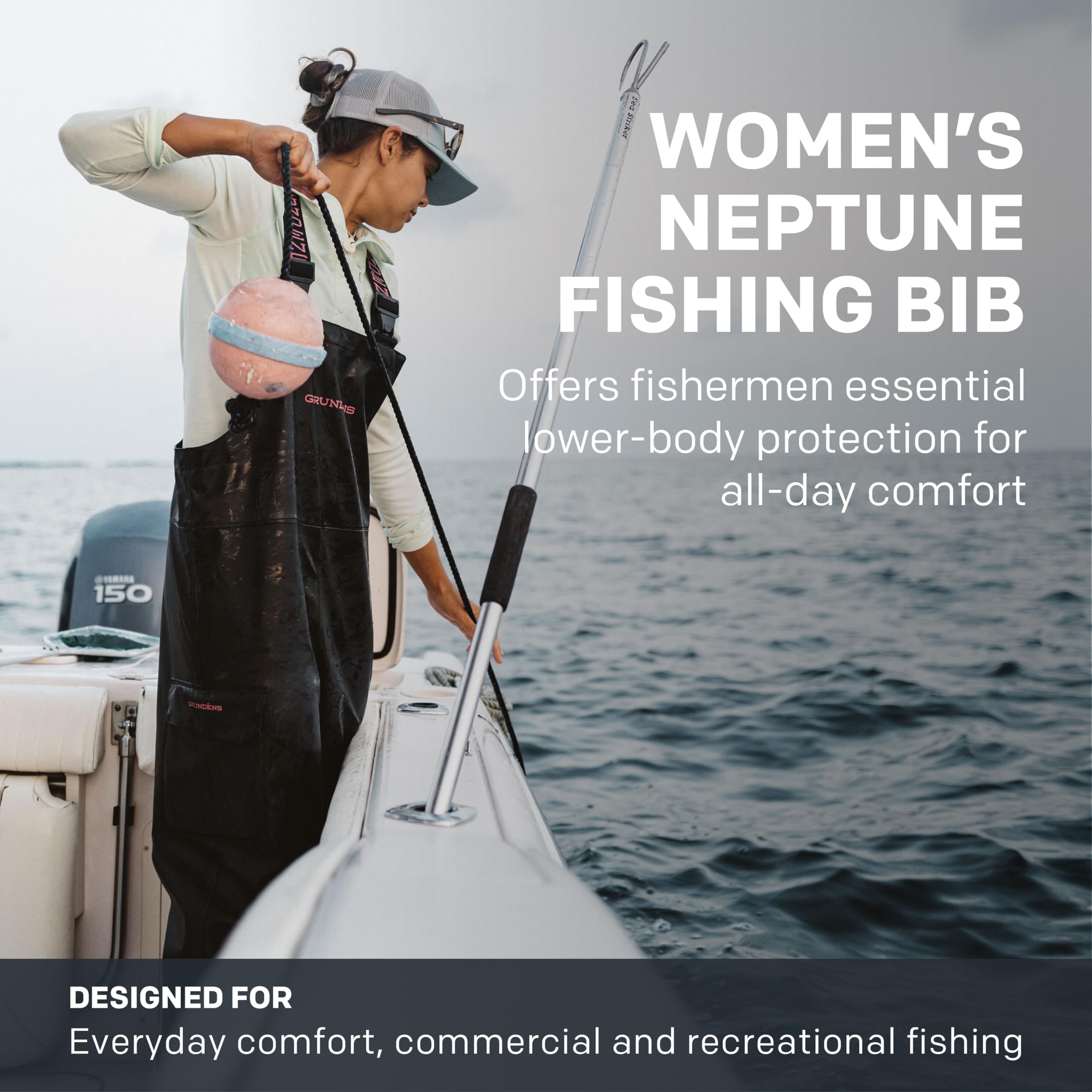 Grundéns Women’s Neptune Commercial Fishing Bib Pants | Waterproof, Adjustable, Black, X-Small