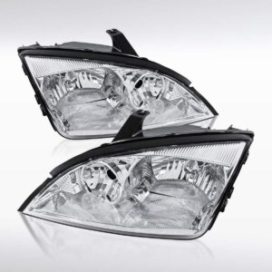 autozensation compatible with 2005-2007 ford focus headlights chrome l + r pair headlamp