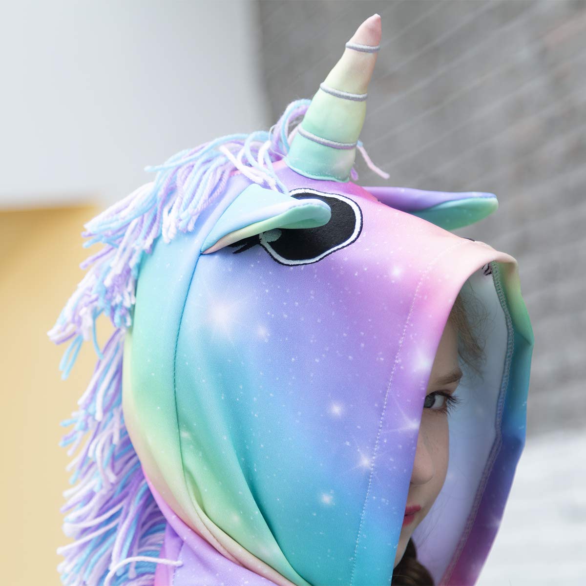 Girls Hoodie Kids Jacket Zip Up Sweatshirt Rainbow Unicorn Clothes with Pocket