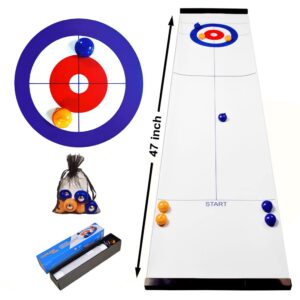 tabletop curling game and family fun board games shuffleboard pucks with 8 rolllers gifts for kids and adults travel compact storage