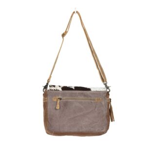 Myra Bag Pearl Fusion Upcycled Canvas & Cowhide Messenger Bag S-1380