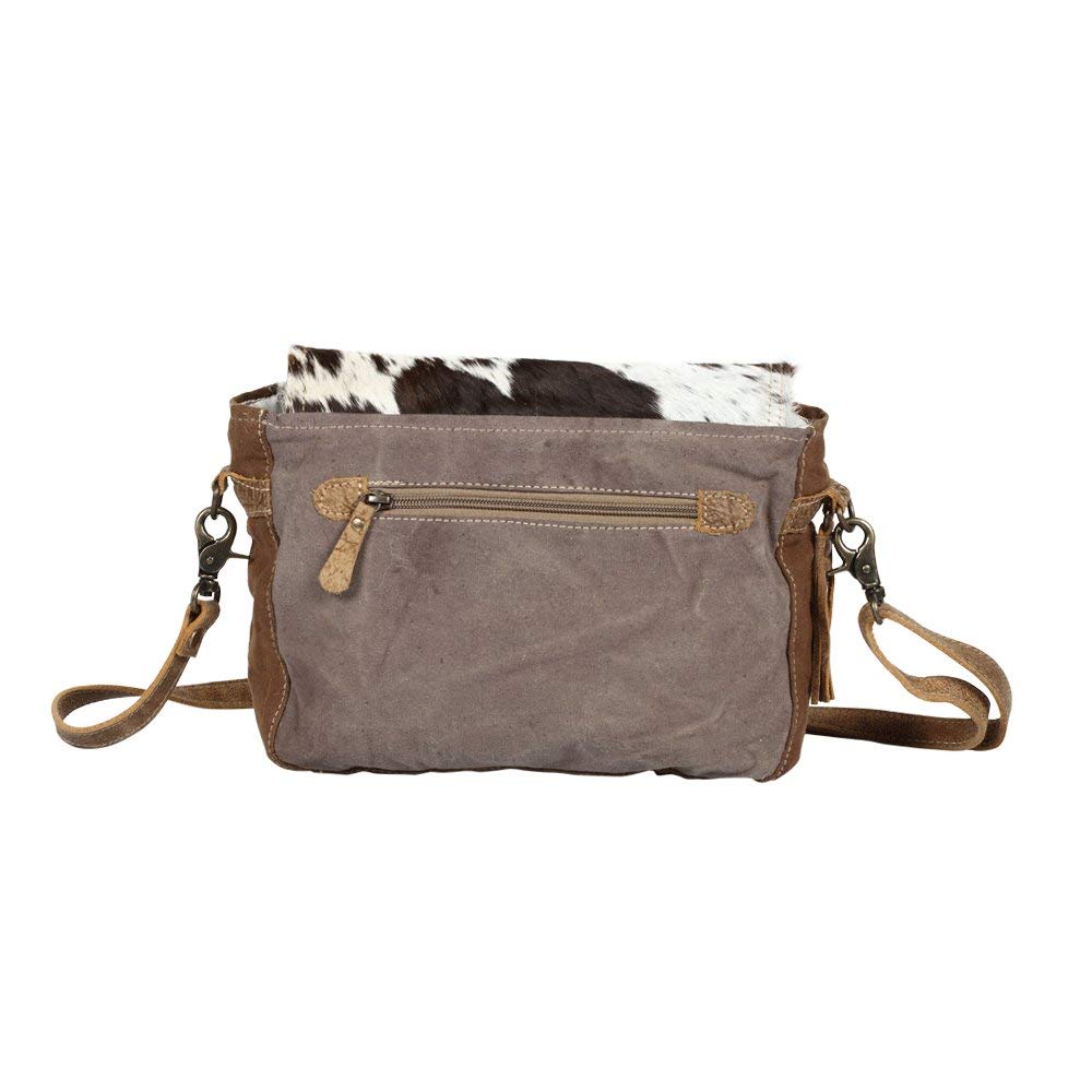 Myra Bag Pearl Fusion Upcycled Canvas & Cowhide Messenger Bag S-1380