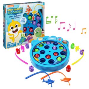 spin master games pinkfong baby shark let's go hunt musical fishing game learning educational toy preschool board game summer toy, for kids ages 4+