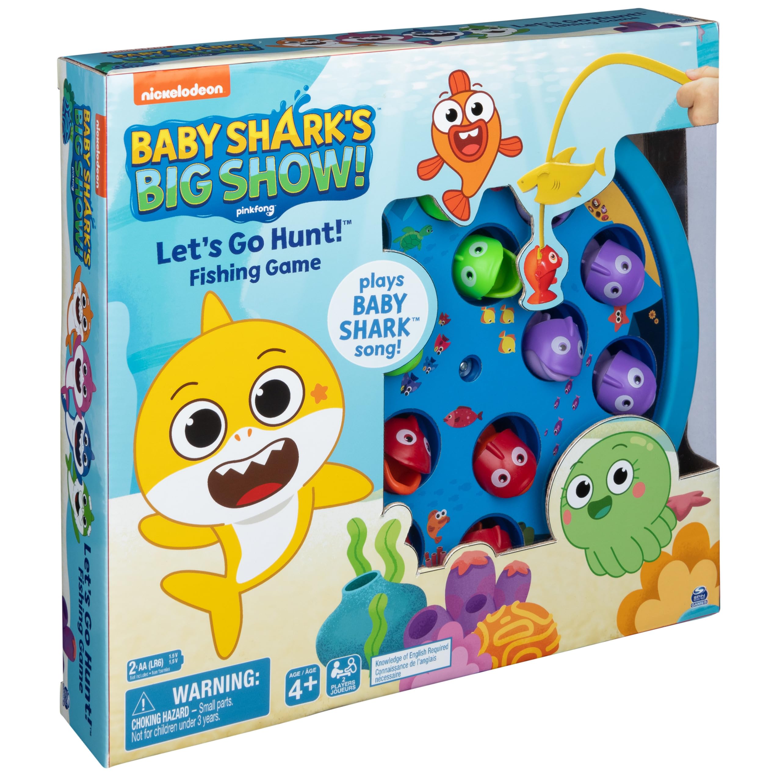 Spin Master Games Pinkfong Baby Shark Let's Go Hunt Musical Fishing Game Learning Educational Toy Preschool Board Game Summer Toy, for Kids Ages 4+