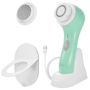 spa sciences - nova - sonic cleansing brush with bristles & infusion system – anti-aging facial exfoliating, waterproof, and usb rechargeable