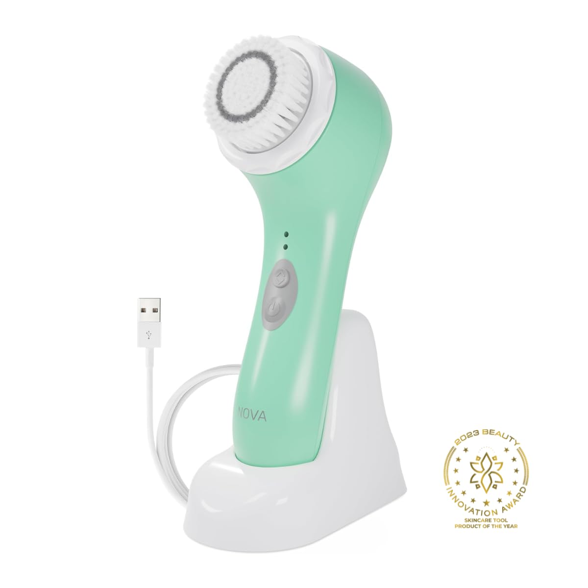 Spa Sciences - NOVA - Sonic Cleansing Brush with Bristles & Infusion System – Anti-Aging Facial Exfoliating, Waterproof, and USB Rechargeable