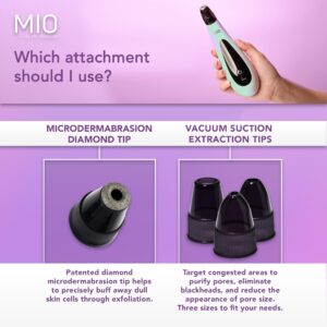 Spa Sciences MIO Diamond Microdermabrasion Blackhead Remover, Pore Suction Tool–Rechargeable-Dermatologist Recommended Skin Resurfacing System for Anti-Aging-Exfoliator for Acne Scars/Wrinkles (Mint)