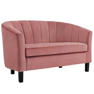 modway prospect channel tufted upholstered velvet loveseat, dusty rose