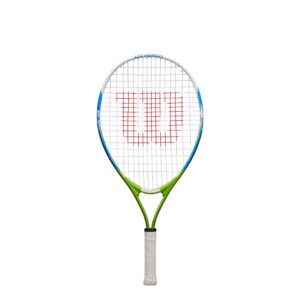 wilson us open junior/youth recreational tennis rackets, alloy steel, blue/green/white