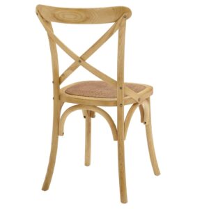 Modway Gear Rustic Modern Farmhouse Elm Wood Rattan Two Dining Chairs in Natural