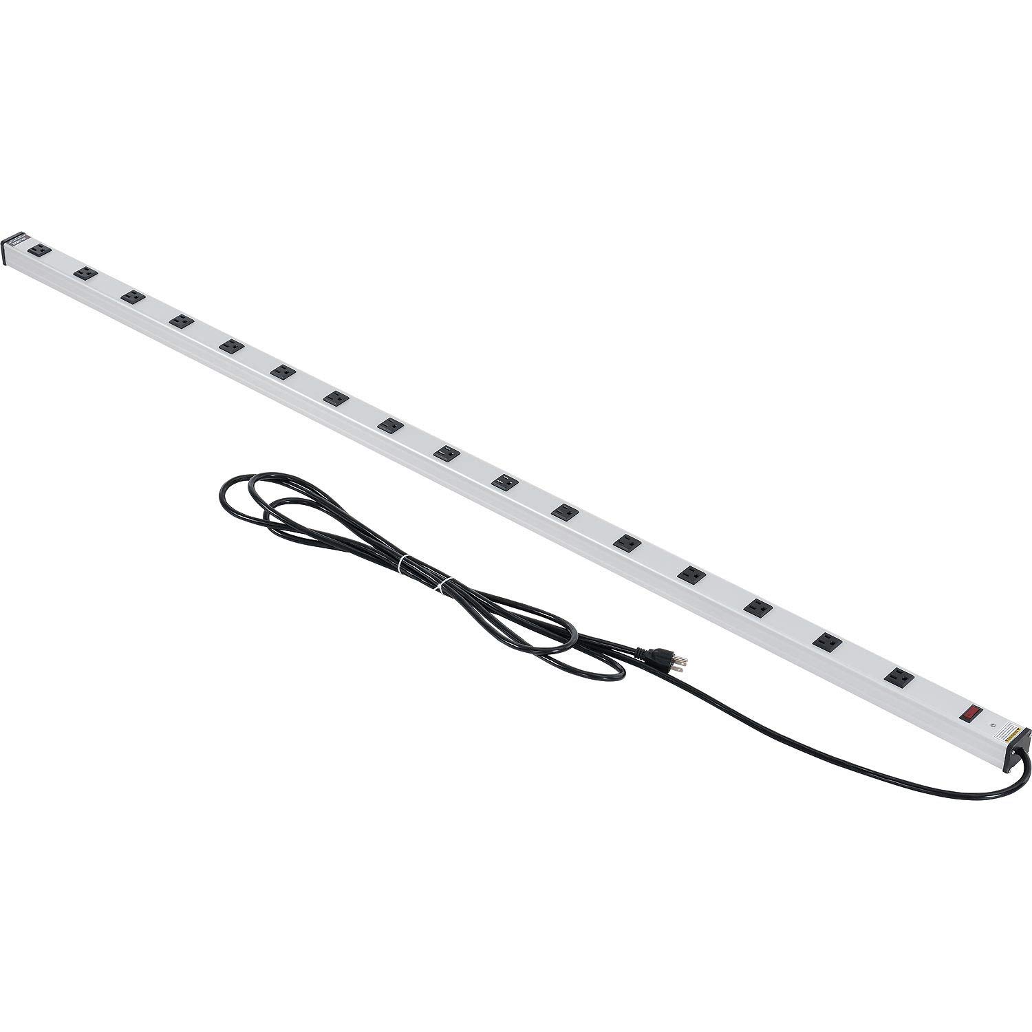 Global Industrial 72" 16 Outlet Aluminum Power Strip with 15-ft Cord ETL/cETL