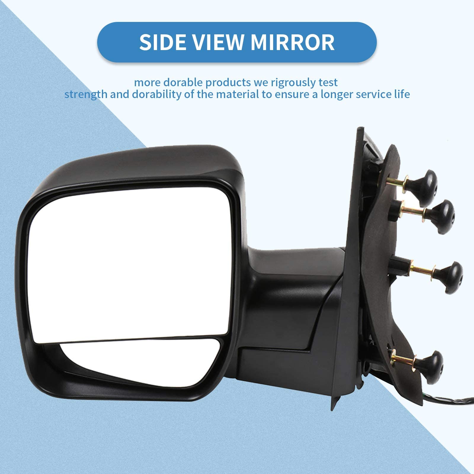 ECCPP Driver Side Mirrors, Left Rear View Mirrors fit 2003-2013 For Ford E-150 E-250 2004-2013 For Ford E-350 E-450 Super Duty E-450 Power Heated Manual Folding