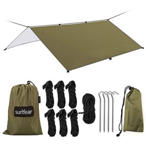 hammock rain fly tent tarp provides effective protection against rain, snow. 32ft long ridgeline. big 9.8x9.5ft durable, waterproof 210d oxford. 6 reflective guy lines, 2 stuff sacks. easy assembly