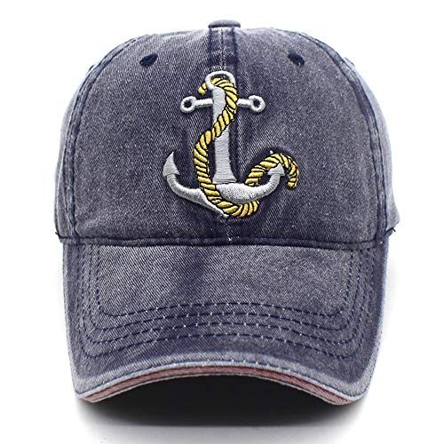 XRDSS Anchor Embroidered Cotton Adjustable Dad Hat Distressed Retro Baseball Hat Navy