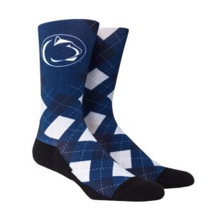 rock 'em elite penn state hyperoptic argyle ncaa licensed crew socks (l/xl)