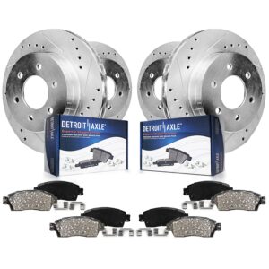 detroit axle - brake kit for chevy gmc silverado sierra 1500 yukon tahoe astro drilled & slotted disc brakes rotors ceramic brake pads replacement : 12" inch front rotor and 12.78" inch rear rotor