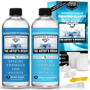 naked fusion 32 oz kit- epoxy resin art resin crystal clear formula- the artist's resin for coating, casting, resin art, geodes, tabletop, bar top, live edge tables, river tables- non-toxic