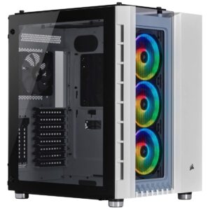 corsair crystal series 680x rgb high airflow tempered glass atx smart case, white