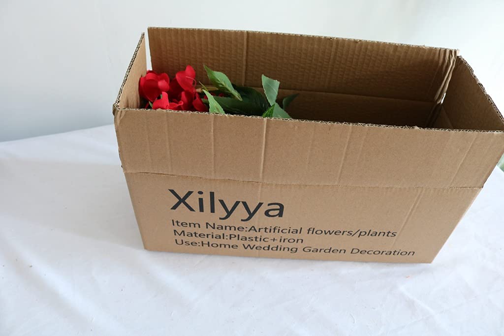 Xilyya 2PCS Artificial Impatiens Bushes Silk Flowers Greenery Indoor Garden Office Wedding Decor (Red)