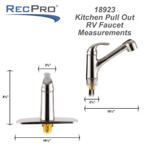 RecPro RV Kitchen Pull Out Faucet | Deck Brushed Nickel | WWFAU1 1812-50BN | Camper | Trailer | Fifth Wheel