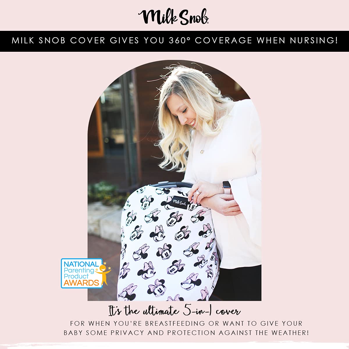 Milk Snob Original Disney 5-in-1 Cover - Nursing Cover for Breastfeeding - Baby Car Seat Cover, Carseat Canopy & Stroller - Essential All-in-One Cover - Gift for Mom, Baby (Mickey Mouse Sketch)