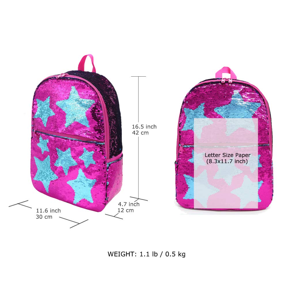 Le Vasty Kids Sequin Backpack for Little Girls Cute Elementary School Book Bag Bookbag Glitter Sparkly Child Travel Back Pack One_Size Hot Pink