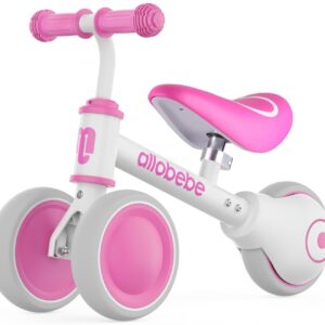 allobebe Baby Balance Bike, Cute Toddler Bikes 12-36 Months Gifts for 1 Year Old Girl Bike to Train Baby from Standing to Running with Adjustable Seat Silent & Soft 3 Wheels