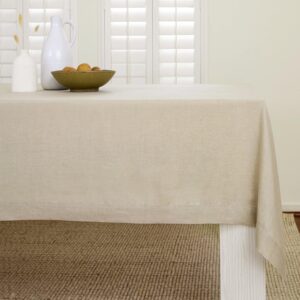 solino home linen tablecloth – 100% pure linen summer natural tablecloth 60 x 144 inch – machine washable rectangle tablecloth – fete