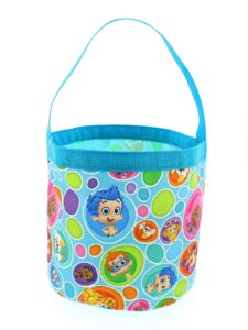 bubble guppies boys girls collapsible nylon gift basket bucket tote bag (one size, blue)