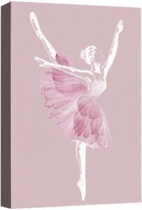 nwt canvas print wall art ballerina dancing in pink dress dance fashion illustrations modern art chic portrait expressive multicolor cool for living room, bedroom, office - 16"x24"