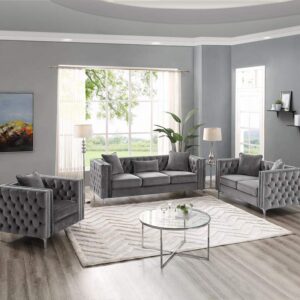 Lilola Home Lorreto Gray Velvet Loveseat