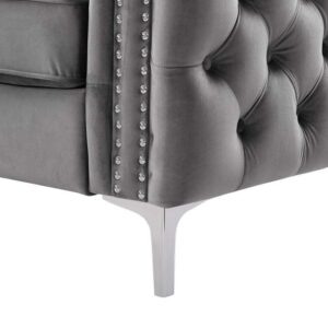 Lilola Home Lorreto Gray Velvet Loveseat