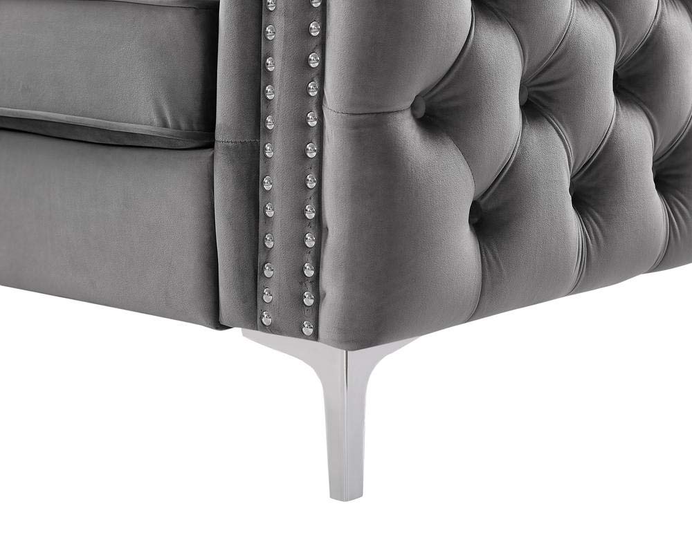 Lilola Home Lorreto Gray Velvet Loveseat