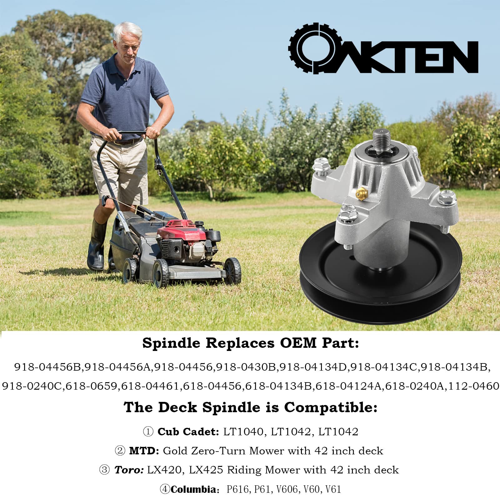 OakTen Spindle Assembly for Cub Cadet LT1040 LT1042 918-04456 and Toro LX420 LX425 112-0460 42 inch Lawn Tractor Deck 2-Pack