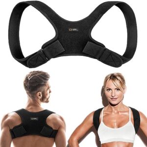 copper compression posture corrector for men & women - adjustable copper infused orthopedic brace for pain relief from bad posture, slumping - targets upper back, shoulders, neck, clavicle