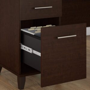 Bush Furniture Somerset 72W 3 Position Sit to Stand L Shaped Desk with Hutch in Mocha Cherry