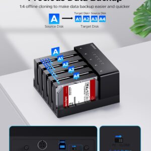 ORICO 5-Bay Hard Drive Docking Station with Offline Cloning - SATA to USB 3.0 HDD Dock for 3.5" Drives, Expandable Storage up to 90TB, Includes 12V/6.5A Power Adapter, Black (6558US3-C)