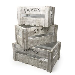 allgala 3-pc set wooden boxes planter trough for flower pots - indoor outdoor decoration - storage display boxes