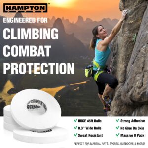 Hampton Adams (8 Pack) White Finger Tape - Athletic Tape | 0.3” x 45 Feet - for Rock Climbing, BJJ Jiu Jitsu, Grappling, Crossfit and Martial Arts