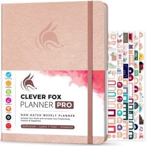 clever fox planner pro – weekly & monthly life planner to increase productivity, time management and hit your goals, 8.5x11″ (rose gold)