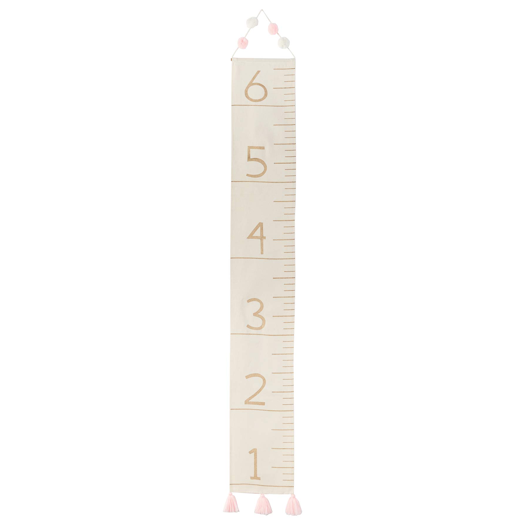 Mud Pie Arrow Milestone Growth Chart Canvas Off White, Pink Tassel