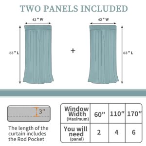 BGment Beige Room Darkening Curtains 63 inch Length - Rod Pocket and Back Tab Thermal Insulated Curtains for Bedroom/Living Room, 2 Panels Set, 42 x 63 Inch