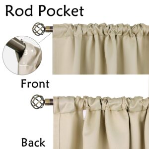 BGment Beige Room Darkening Curtains 63 inch Length - Rod Pocket and Back Tab Thermal Insulated Curtains for Bedroom/Living Room, 2 Panels Set, 42 x 63 Inch