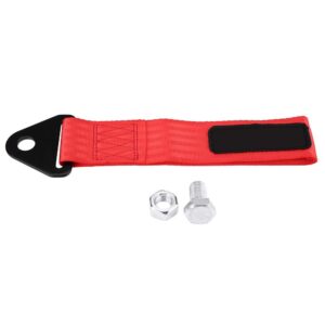 aramox tow strap, universal high strength racing car tow strap tow rope for front rear bumper towing hook (red)