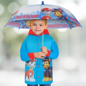 Nickelodeon Kids Umbrella and Poncho Raincoat Set, Paw Patrol Boys Rain Wear for Toddler 2-3 or Kids 4-7