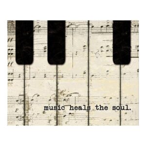 music heals the soul - typography music decor wall art, our wall decor music poster is great for home decor, music room, office decor, bedroom decor, or study room decor aesthetic, unframed - 8x10